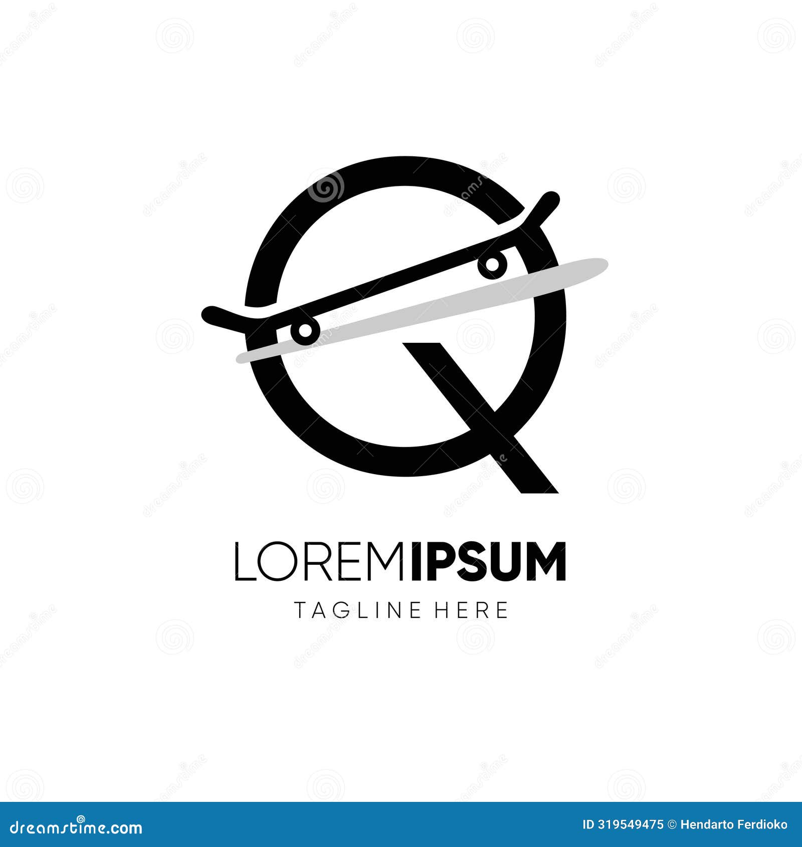 Letter Q Initial Skateboard Logo Design Vector Icon Graphic Emblem ...