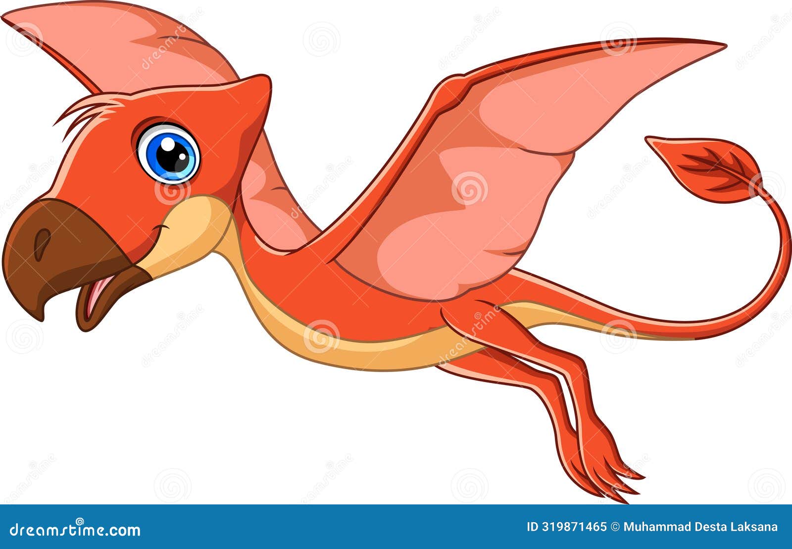 Cute Pterodactyl Dinosaur Vector Illustration Cartoon Stock ...