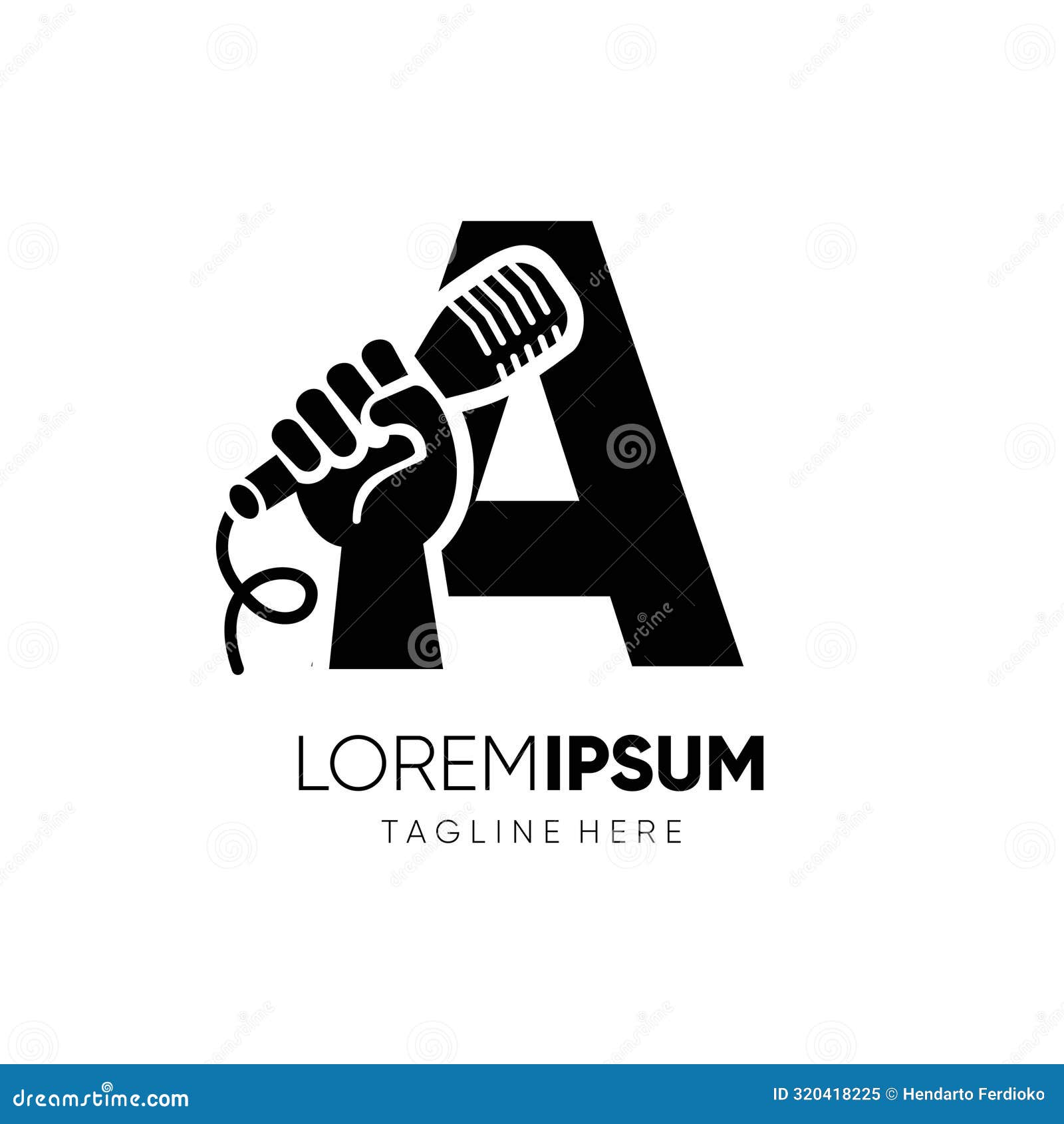 Letter a Hand with Microphone Logo Design Vector Icon Graphic Emblem ...