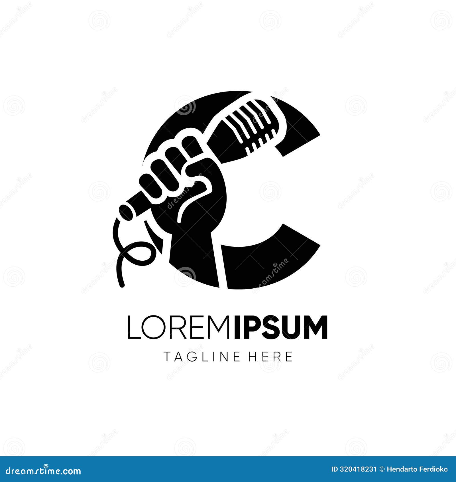Letter C Hand with Microphone Logo Design Vector Icon Graphic Emblem ...