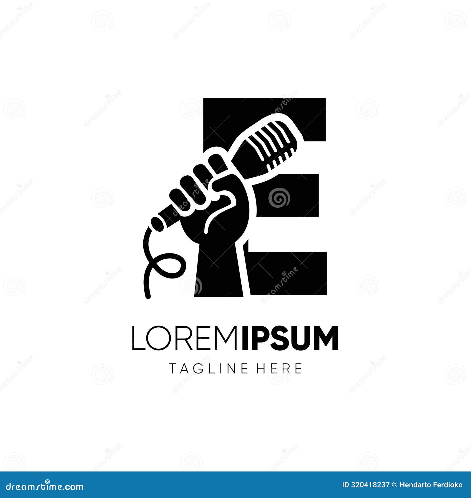 Letter E Hand with Microphone Logo Design Vector Icon Graphic Emblem ...