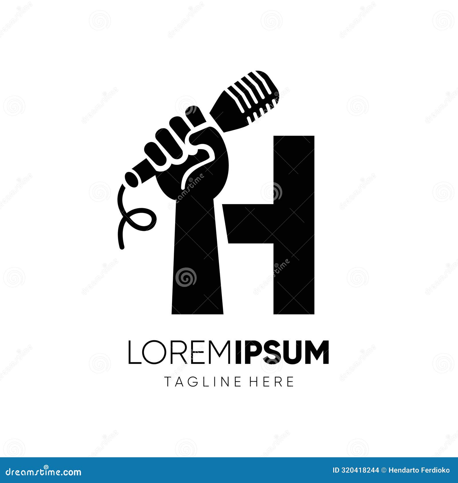 Letter H Hand with Microphone Logo Design Vector Icon Graphic Emblem ...