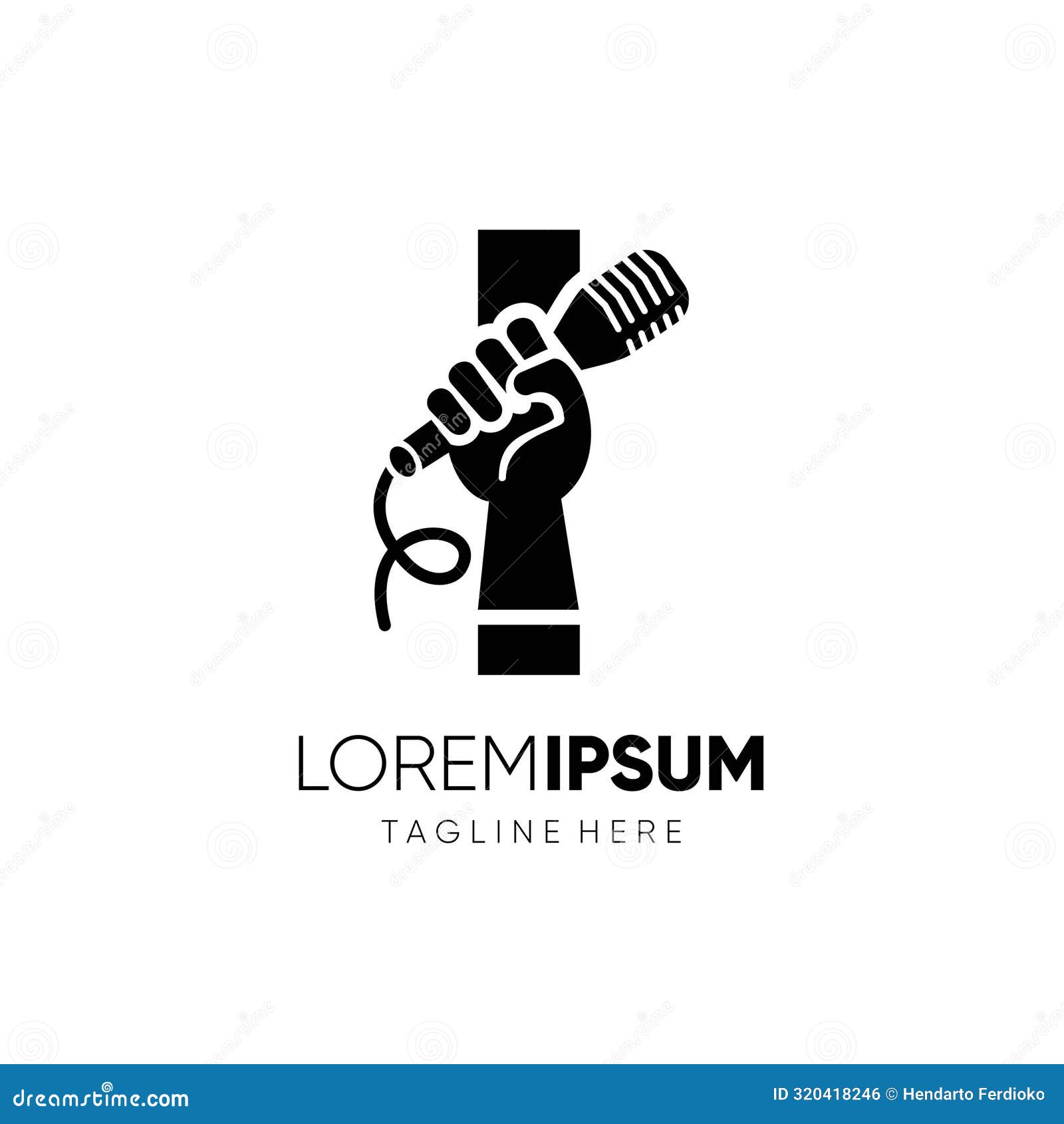 Letter I Hand with Microphone Logo Design Vector Icon Graphic Emblem ...