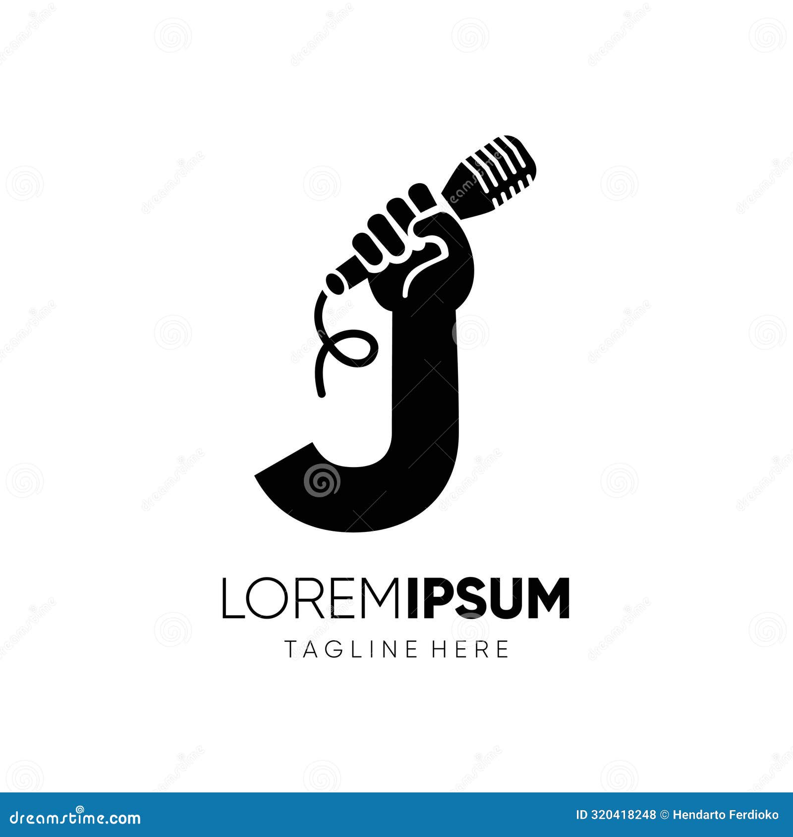 Letter J Hand with Microphone Logo Design Vector Icon Graphic Emblem ...