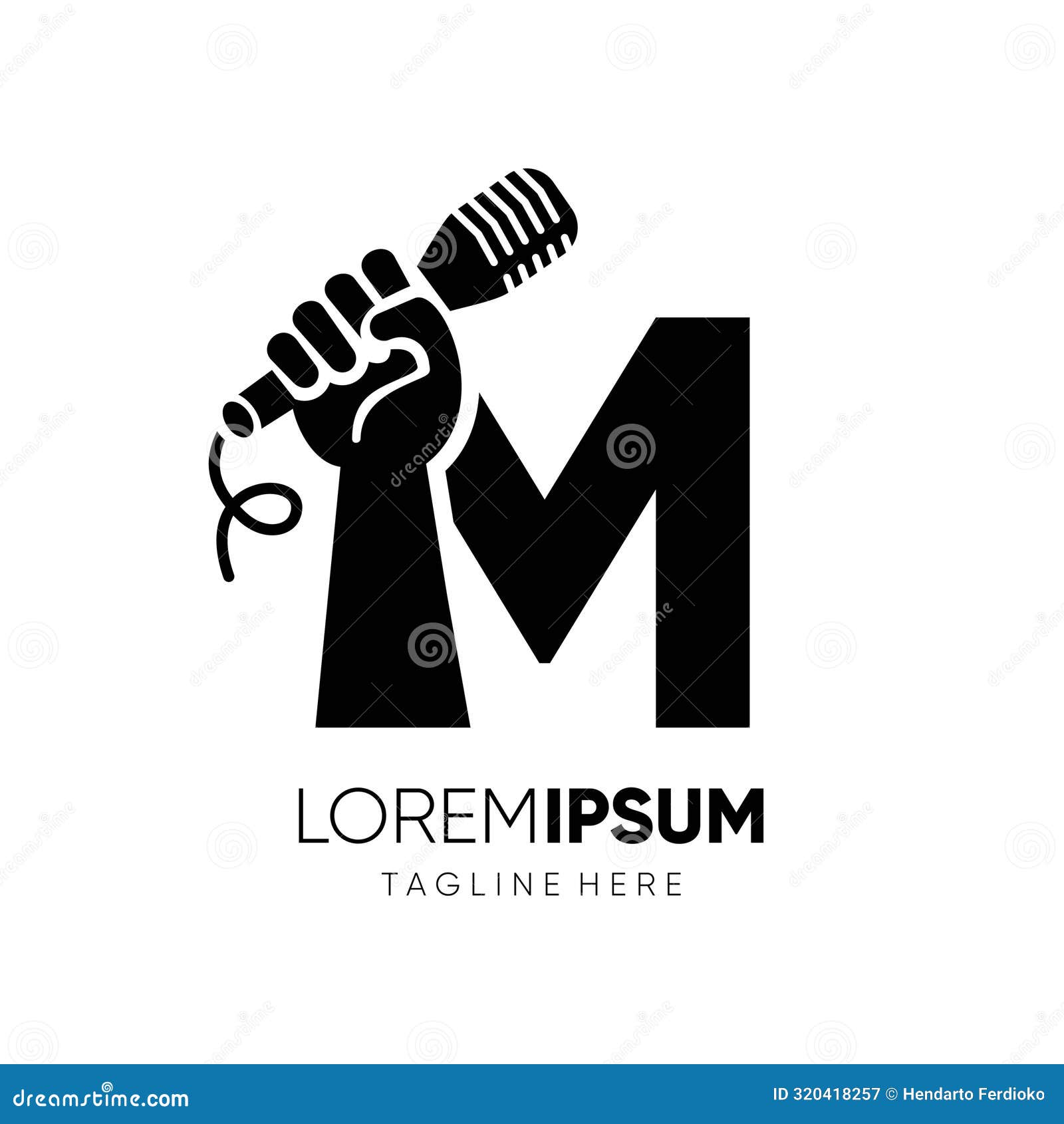 Letter M Hand with Microphone Logo Design Vector Icon Graphic Emblem ...