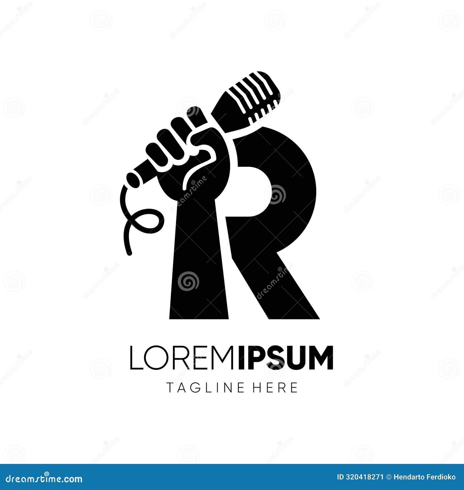 Letter R Hand with Microphone Logo Design Vector Icon Graphic Emblem ...