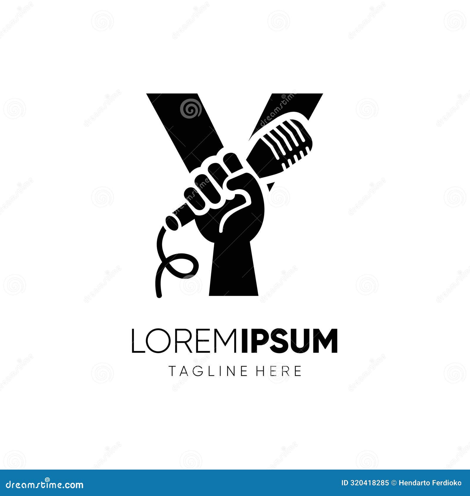 Letter Y Hand with Microphone Logo Design Vector Icon Graphic Emblem ...