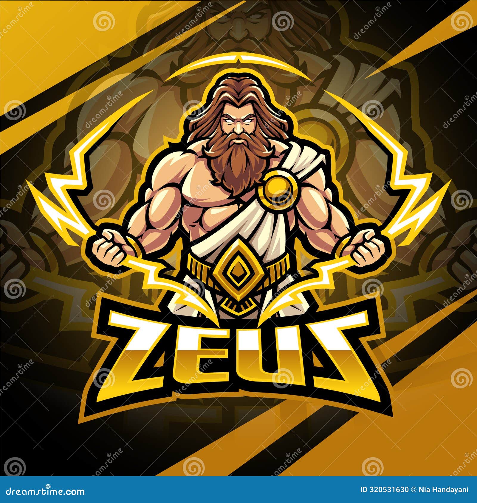 Zeus Esport Mascot Logo Design Stock Vector - Illustration of ancient ...