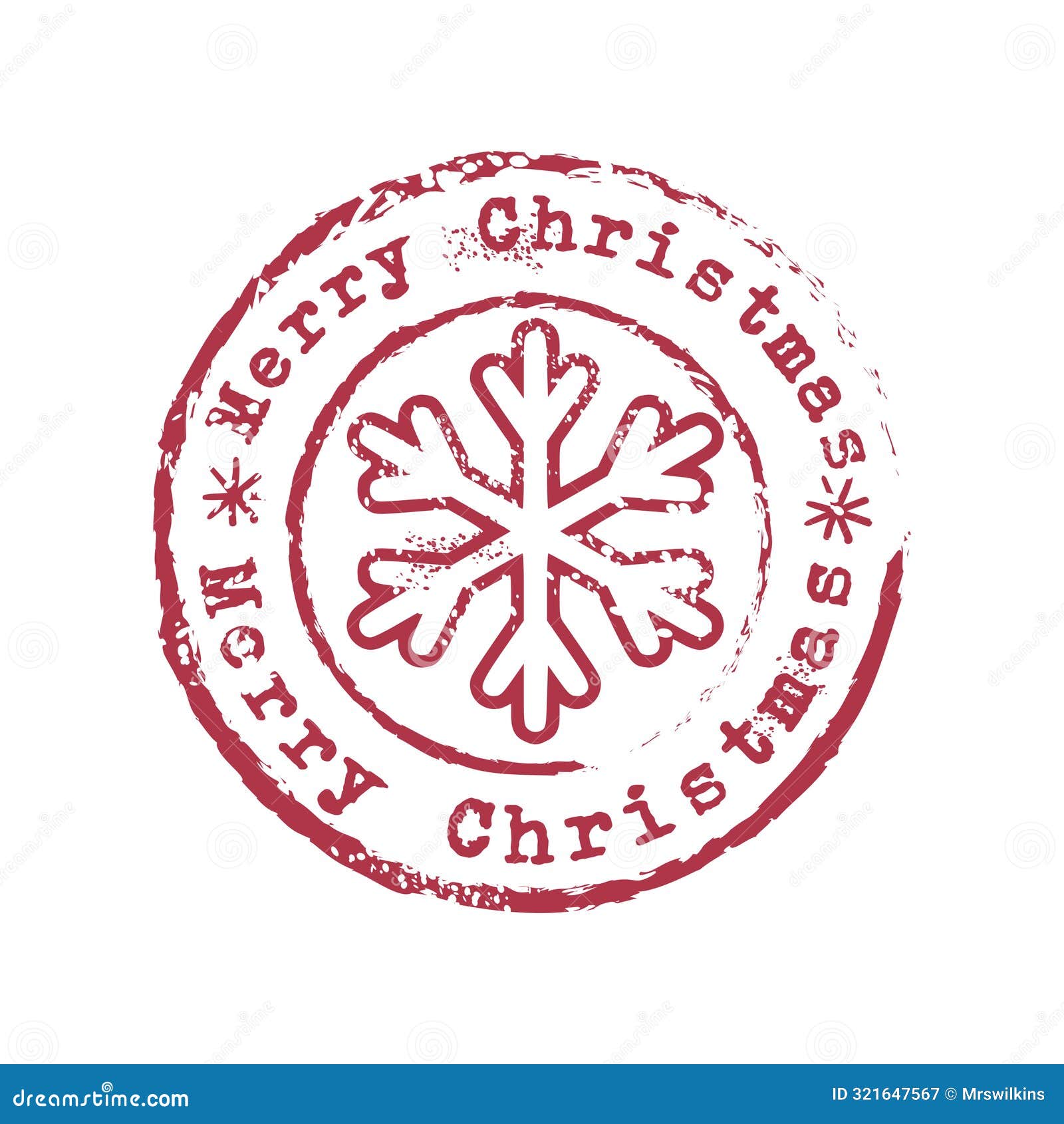 Beautiful Grungy Christmas Rubber Stamp with Snow Flake - Postal Sign ...