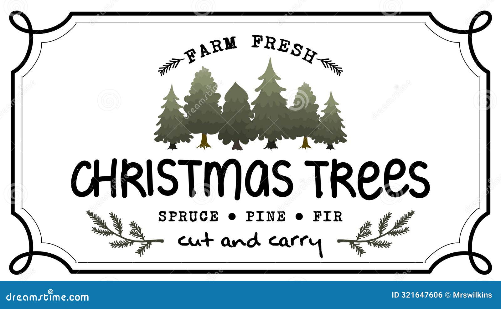 Vintage Sign for Christmas Tree Farm Vector Stock Vector - Illustration ...