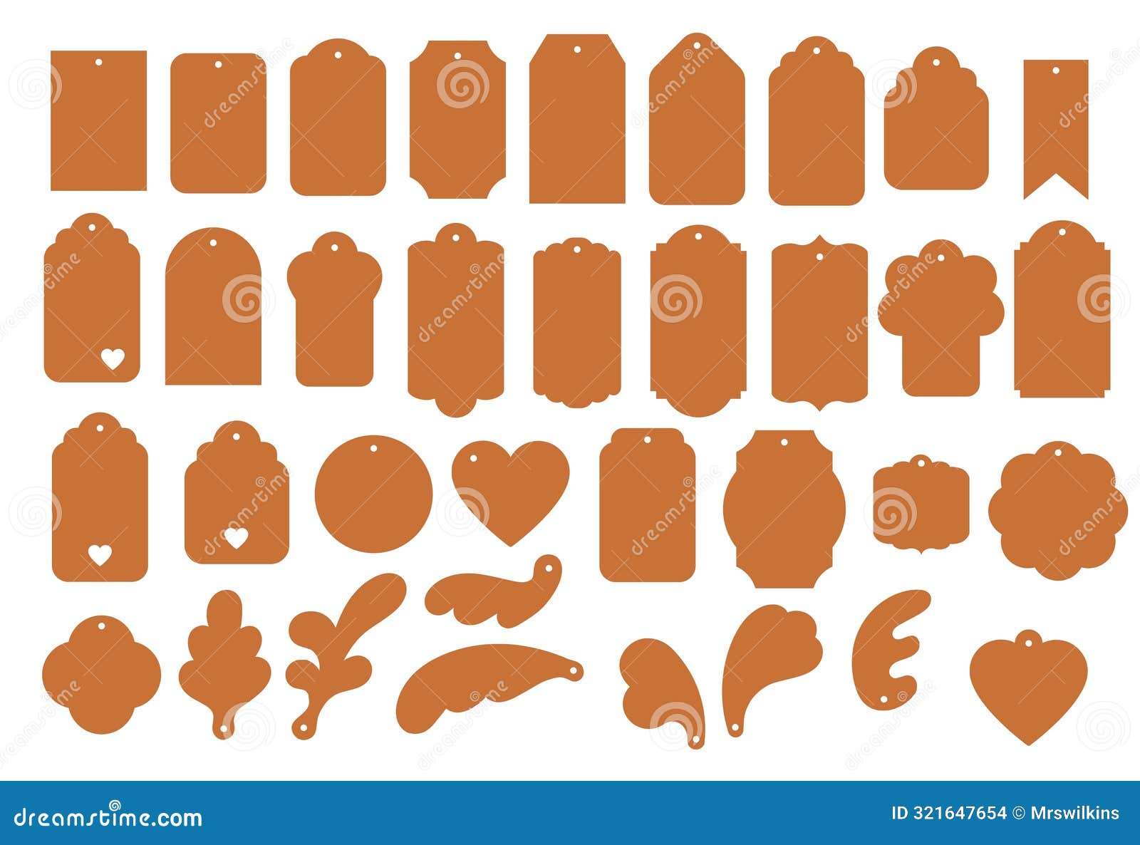 Set of Gift Tags Shapes, Templates for Cutting, Cut File Vector Stock ...