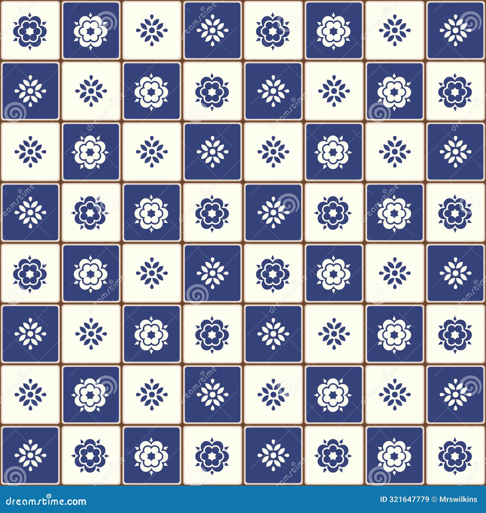 Blue Portuguese Tiles Pattern - Azulejos Vector, Fashion Interior ...