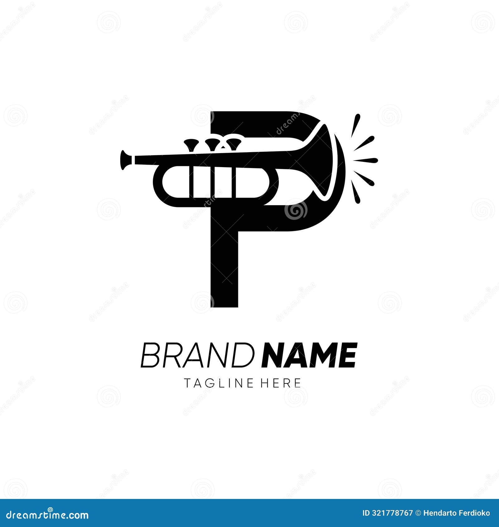 Letter P Trumpet or Sexophone Logo Design Vector Icon Graphic Emblem ...