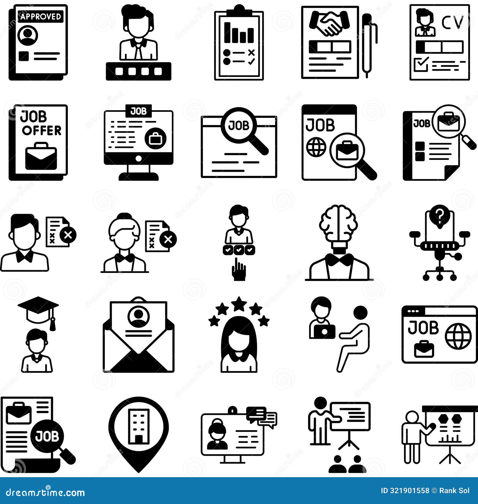 Recruitment Vector Icon Pack Set Stock Illustration - Illustration of ...