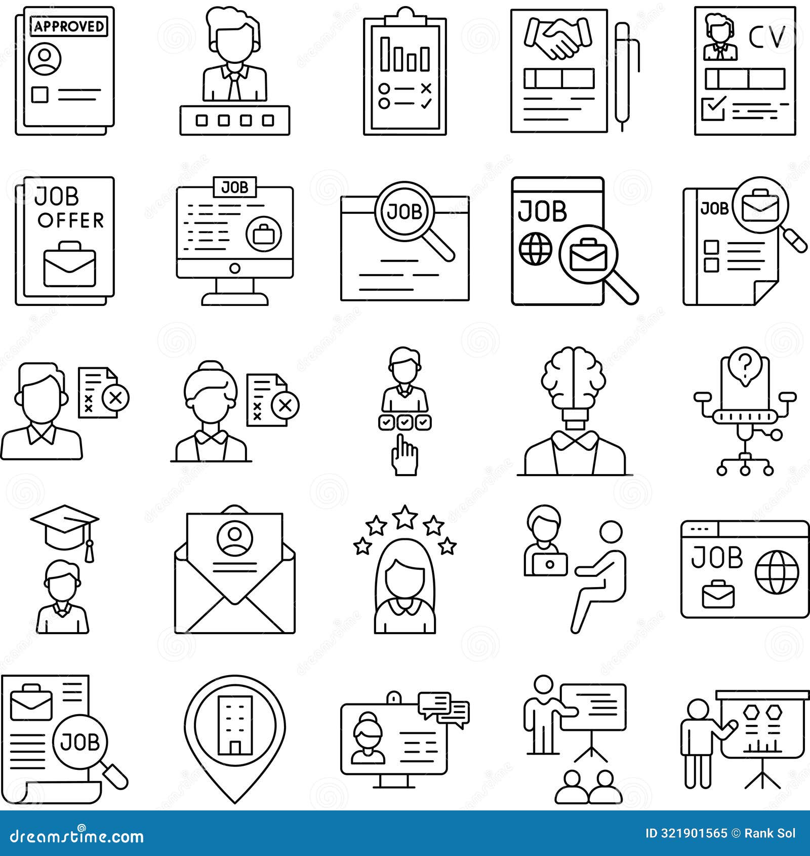 Recruitment Vector Icon Pack Set Stock Illustration - Illustration of ...