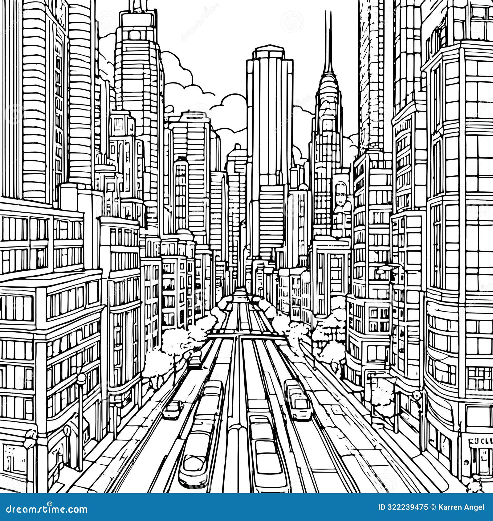 Metropolitan City Sketch Art Stock Illustration - Illustration of ...