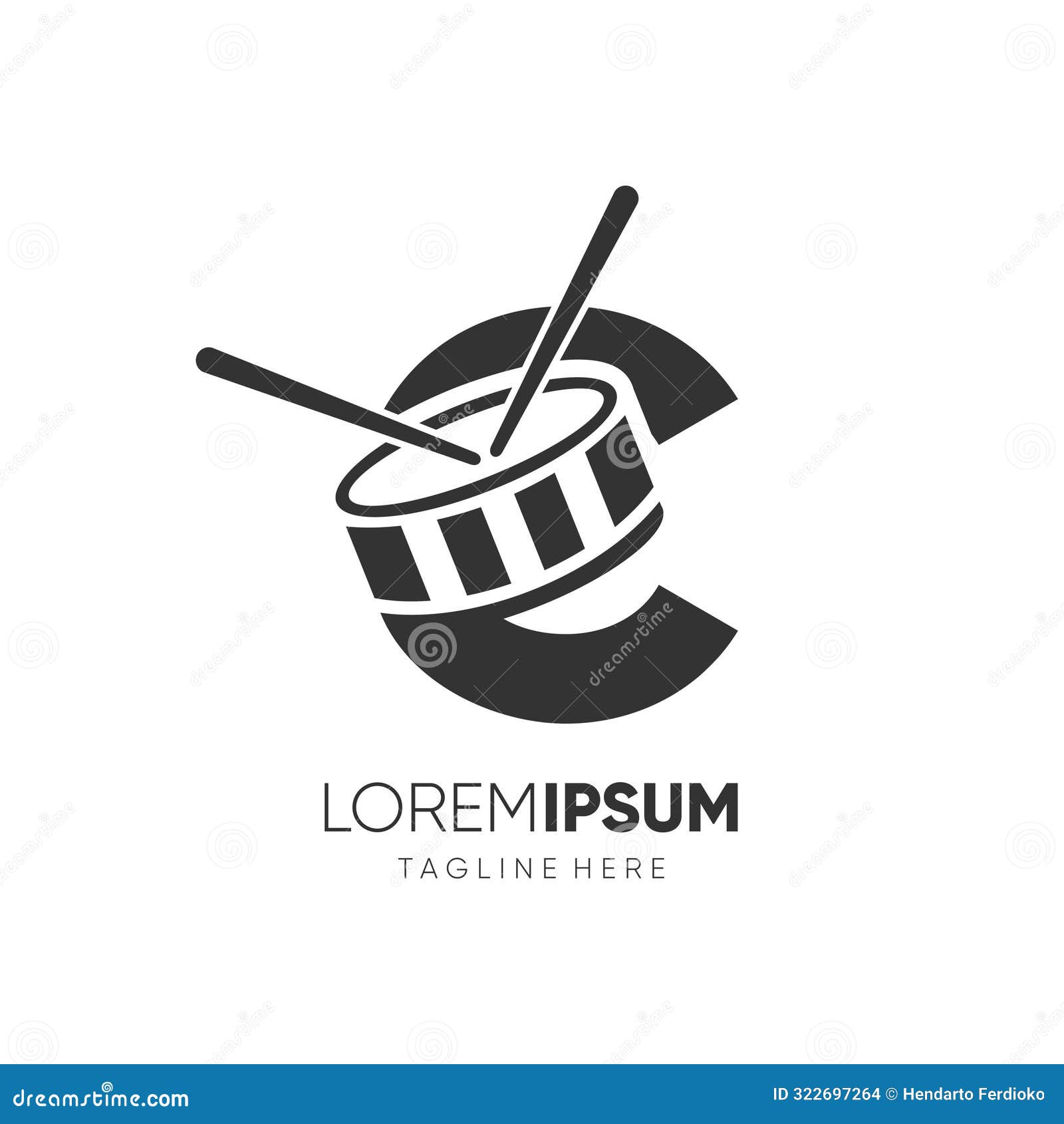 Letter C Drummer Drumstick Drum Logo Design Vector Icon Graphic Emblem ...