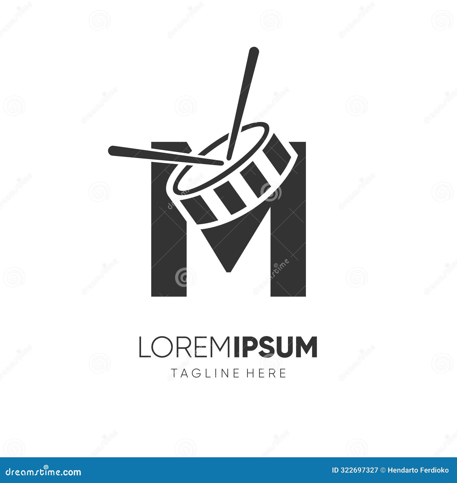 Letter M Drummer Drumstick Drum Logo Design Vector Icon Graphic Emblem ...