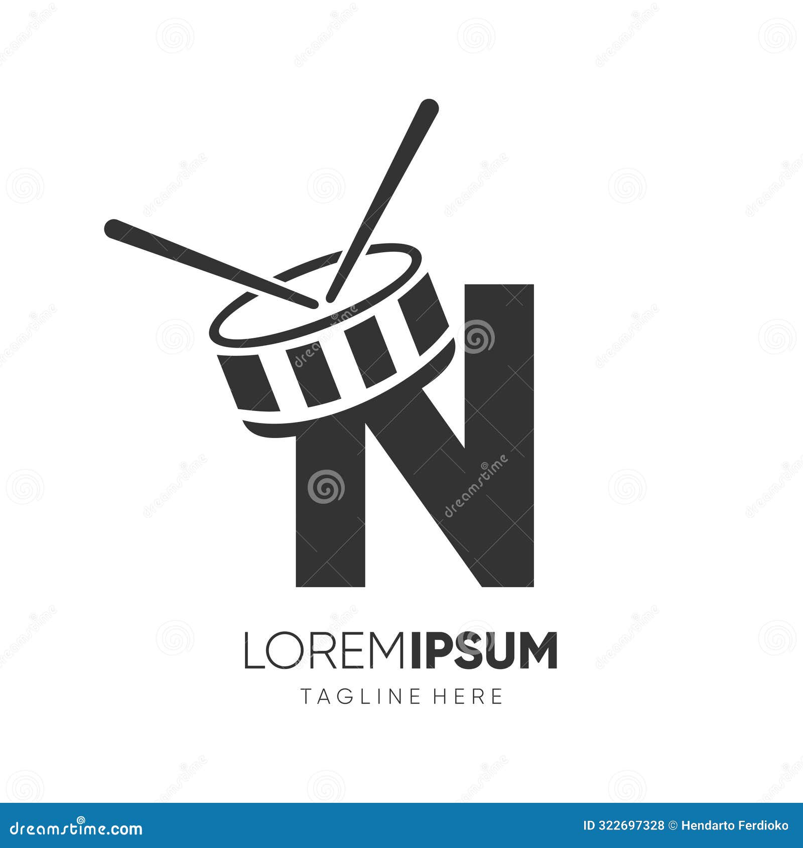 Letter N Drummer Drumstick Drum Logo Design Vector Icon Graphic Emblem ...