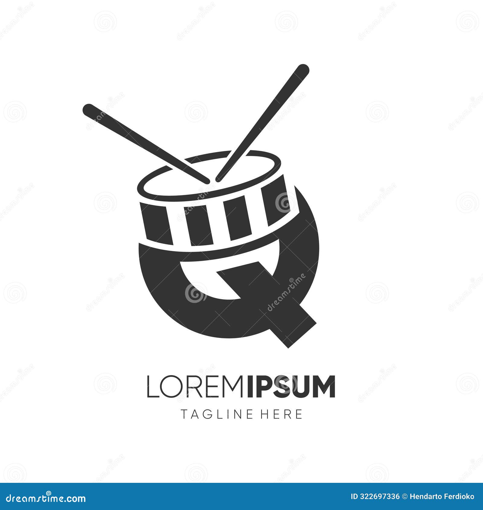 Letter Q Drummer Drumstick Drum Logo Design Vector Icon Graphic Emblem ...