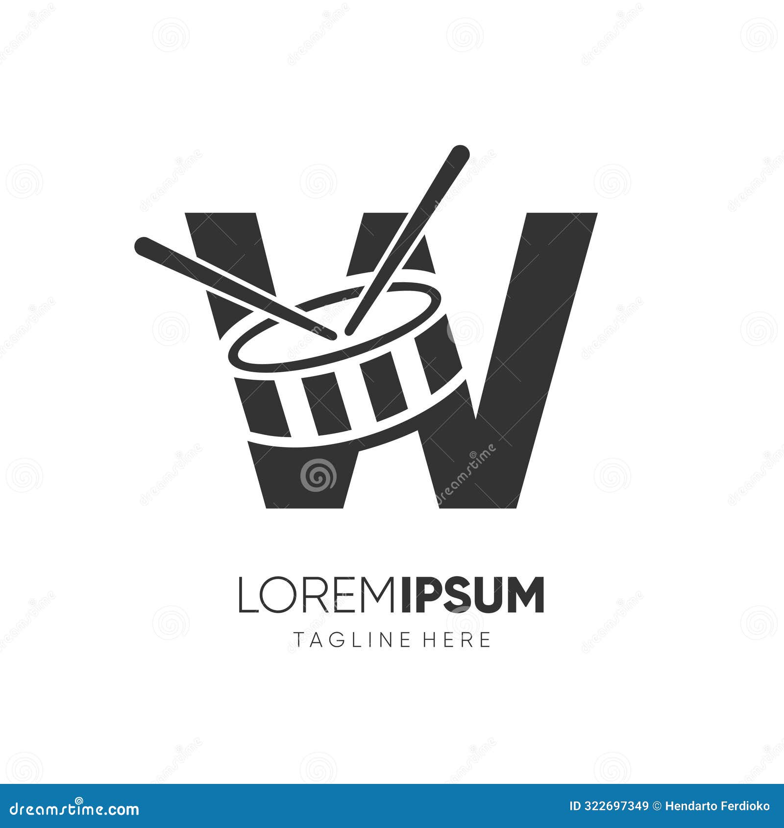 Letter W Drummer Drumstick Drum Logo Design Vector Icon Graphic Emblem ...
