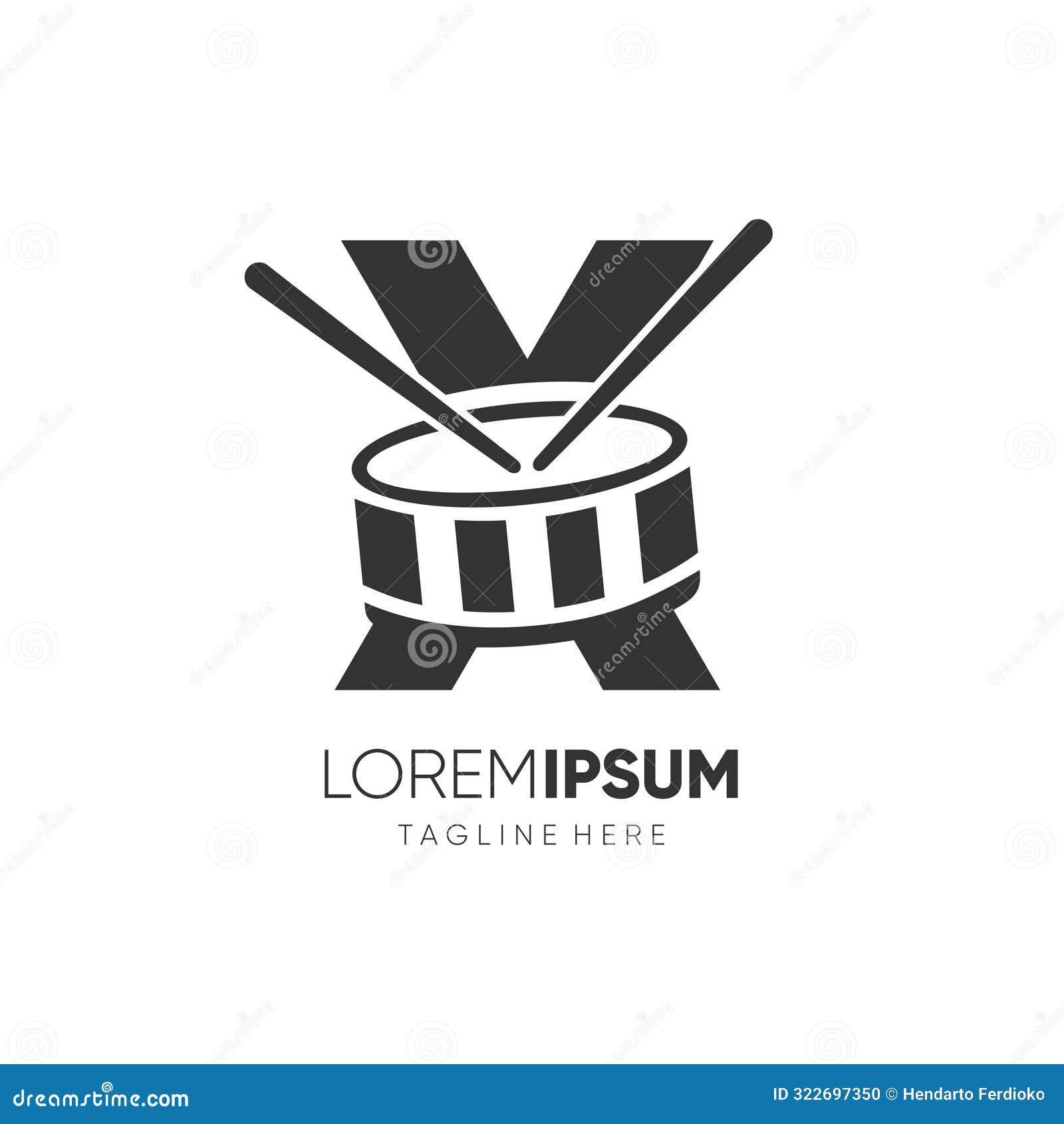 Letter X Drummer Drumstick Drum Logo Design Vector Icon Graphic Emblem ...