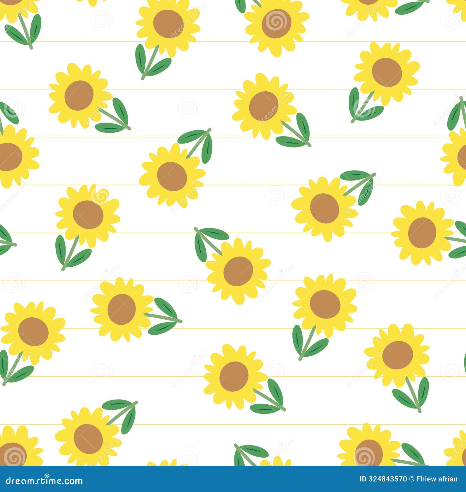 Seamless Pattern with Cute Cartoon Sunflowers, for Fabric Prints ...