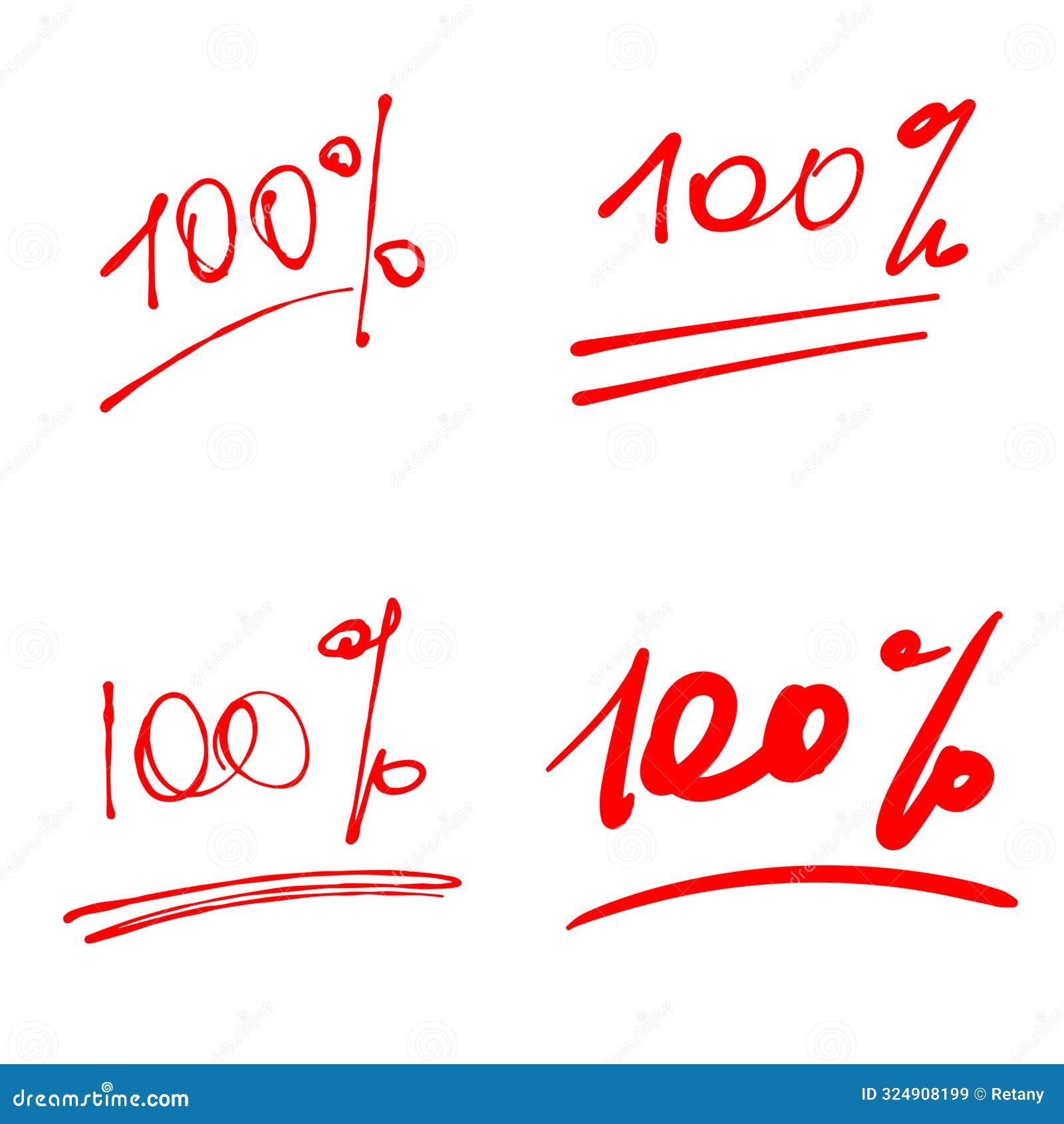 Different Spellings of the One Hundred Percent Sign. Stock Illustration ...