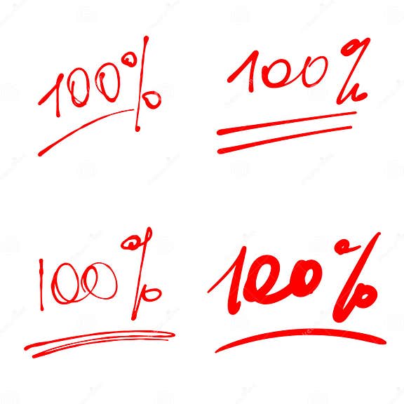 Different Spellings of the One Hundred Percent Sign. Stock Illustration ...