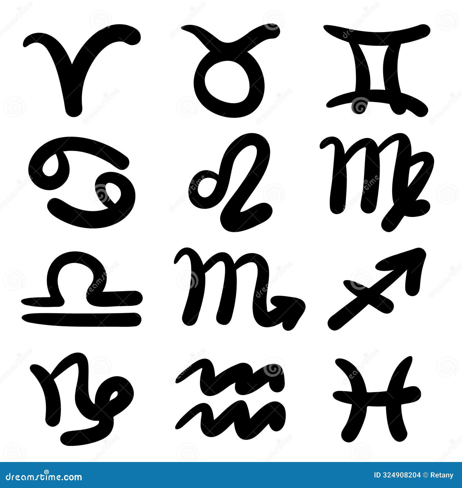 Vector Collection of Hand-drawn Astrological Symbols. Stock ...