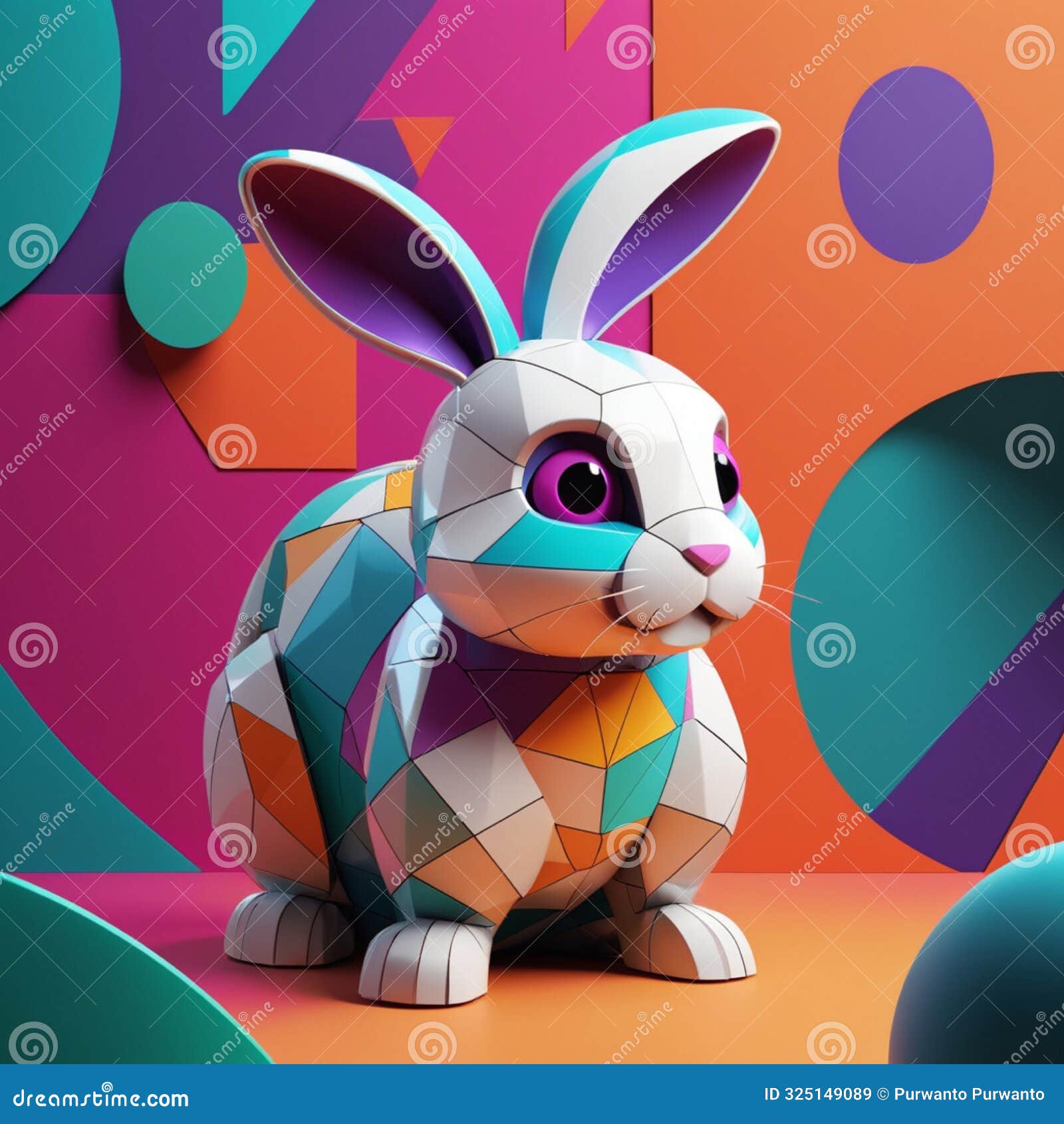 Three-dimensional Illustration of a Cute Rabbit-01 Stock Illustration ...