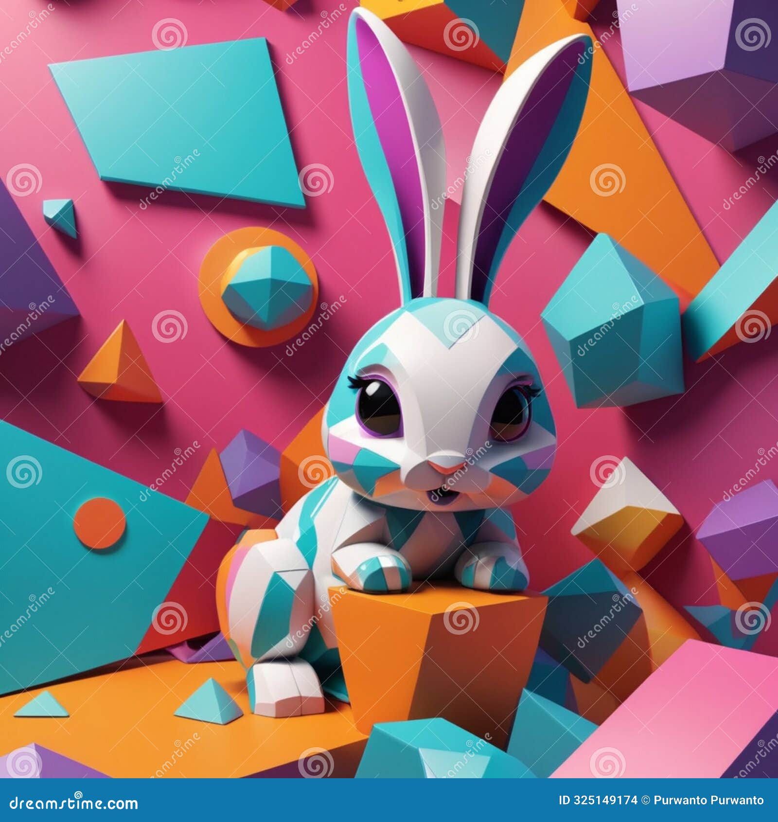 Three-dimensional Illustration of a Cute Rabbit-02 Stock Illustration ...