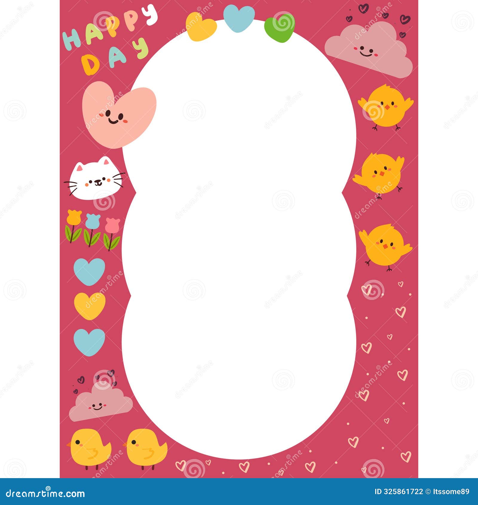 Hand Drawing Cartoon Cute Frame with Animal Doodle Sticker Stock ...