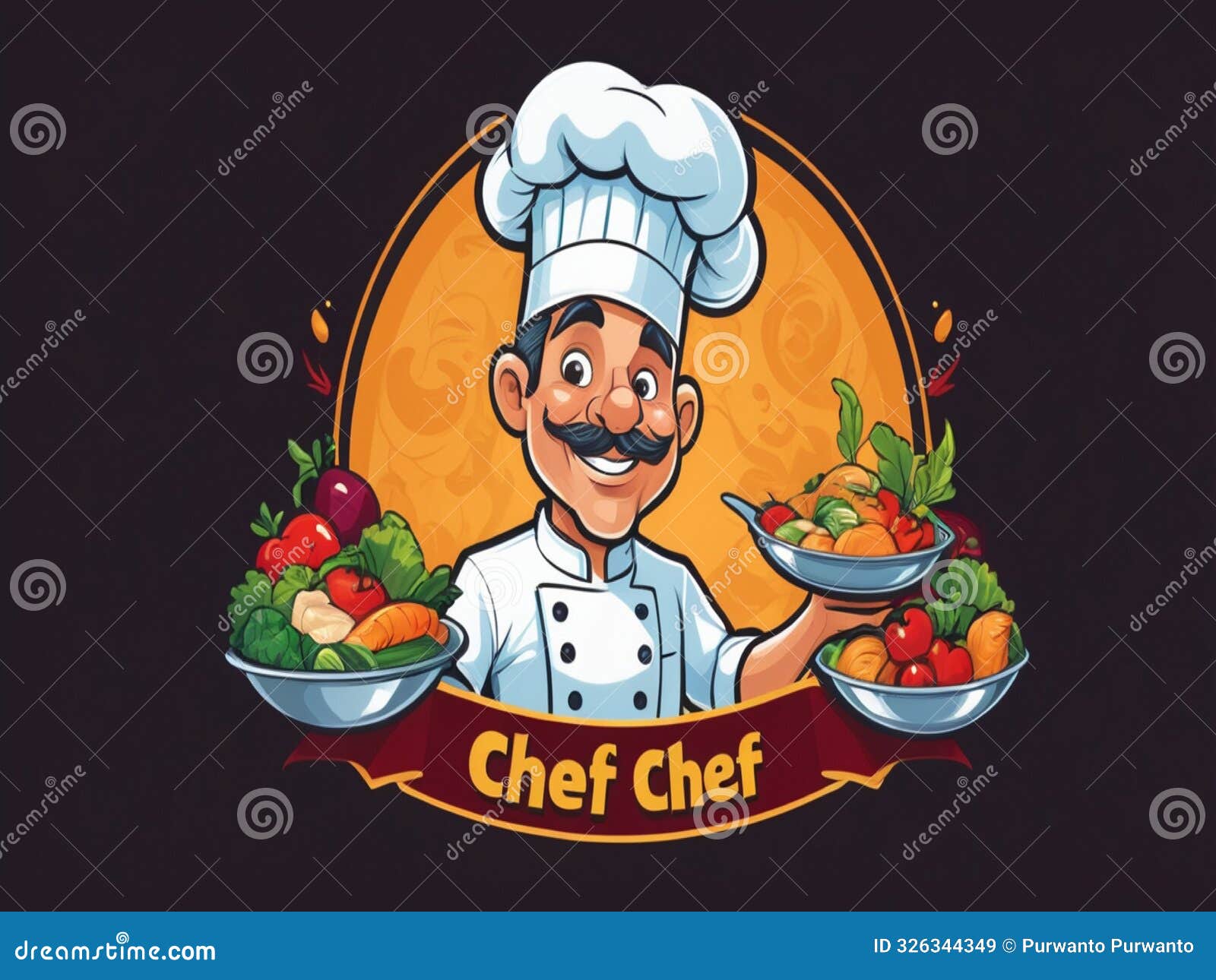 Healthy Restaurant Chef Logo Design Illustration-01 Stock Illustration ...