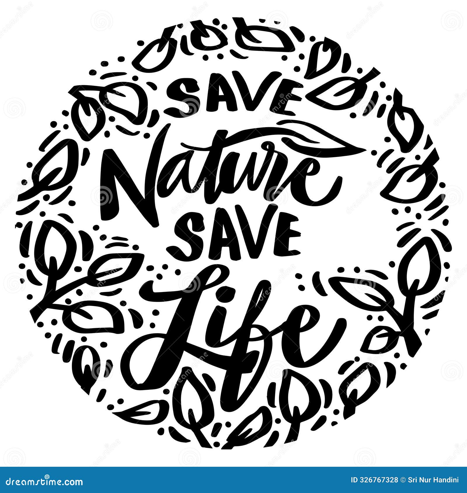 Save Nature Save Life. Inspirational Quote Stock Illustration ...