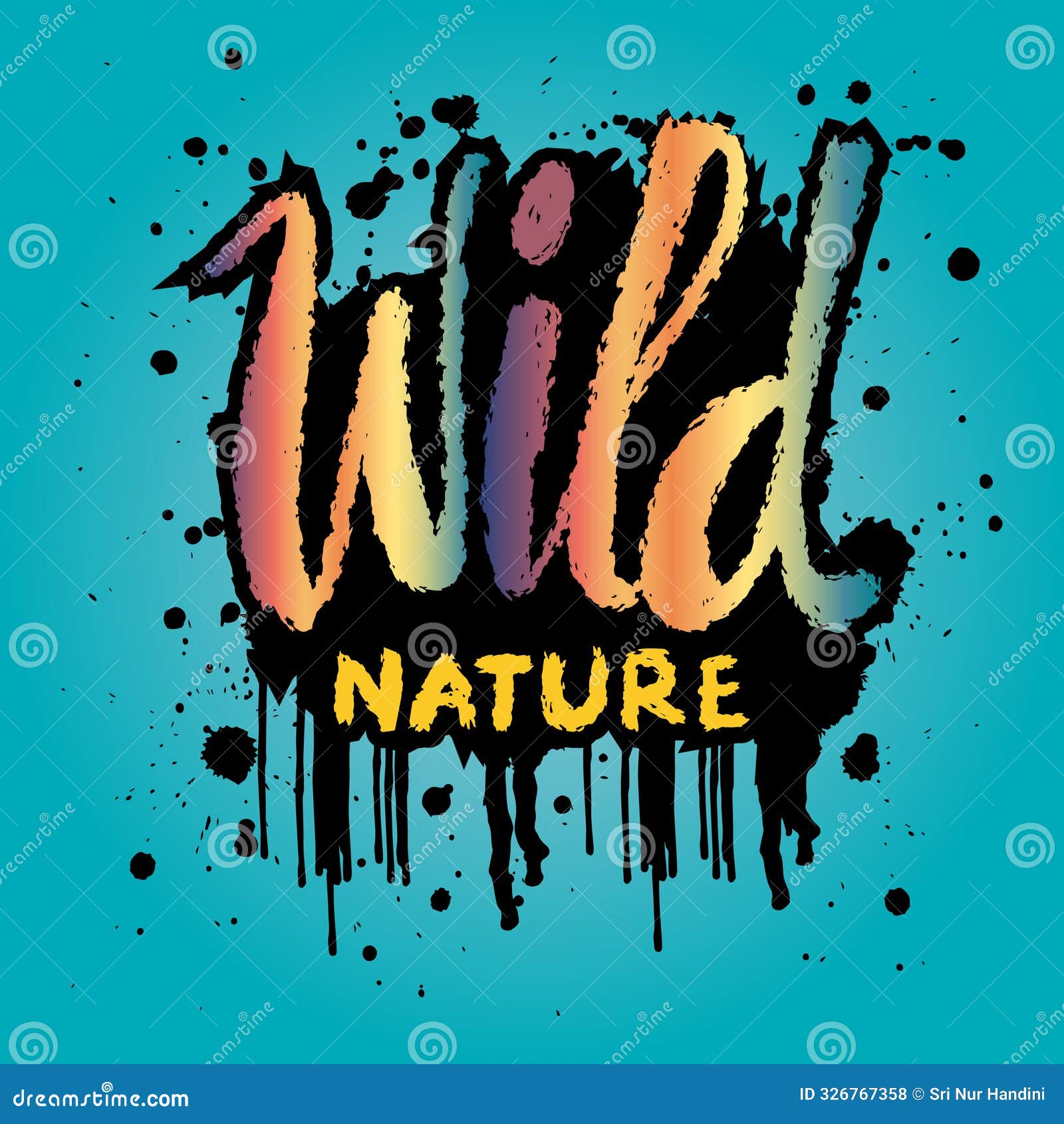 Wild Nature Lettering. Vector Illustration of Hand Drawn Lettering with ...