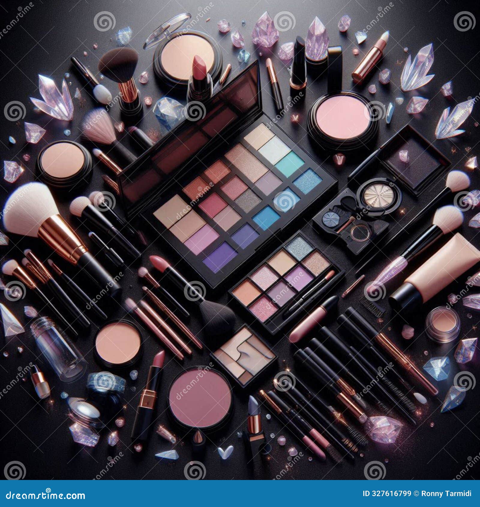 A Very Complete Set of Makeup Tools Stock Illustration - Illustration ...