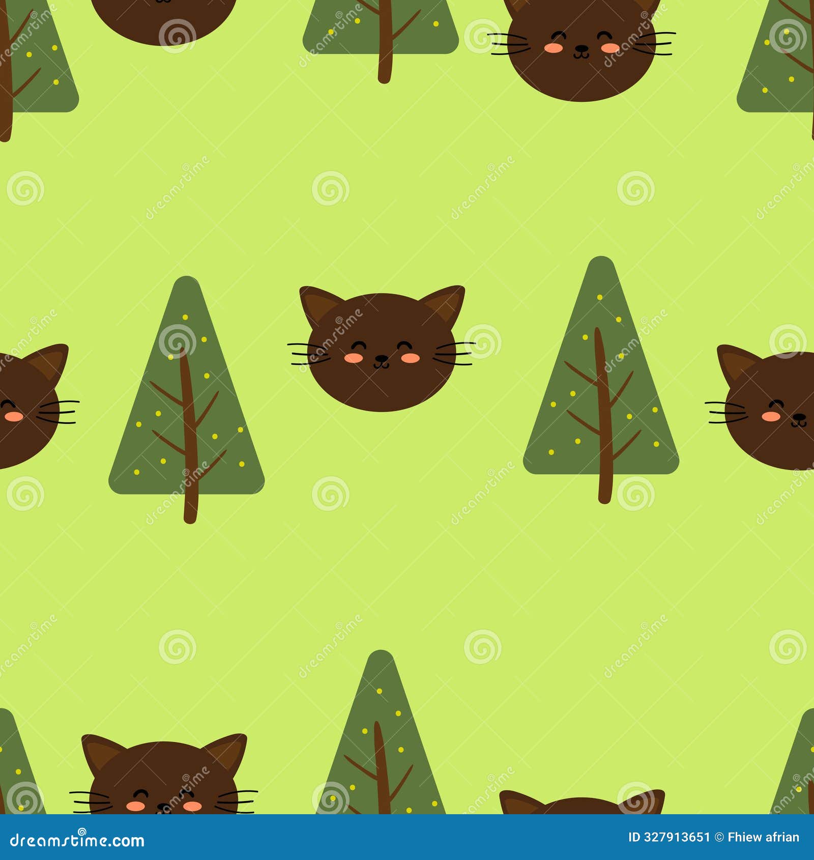 Seamless Pattern with Cute Cartoon Brown Cats, for Fabric Prints ...