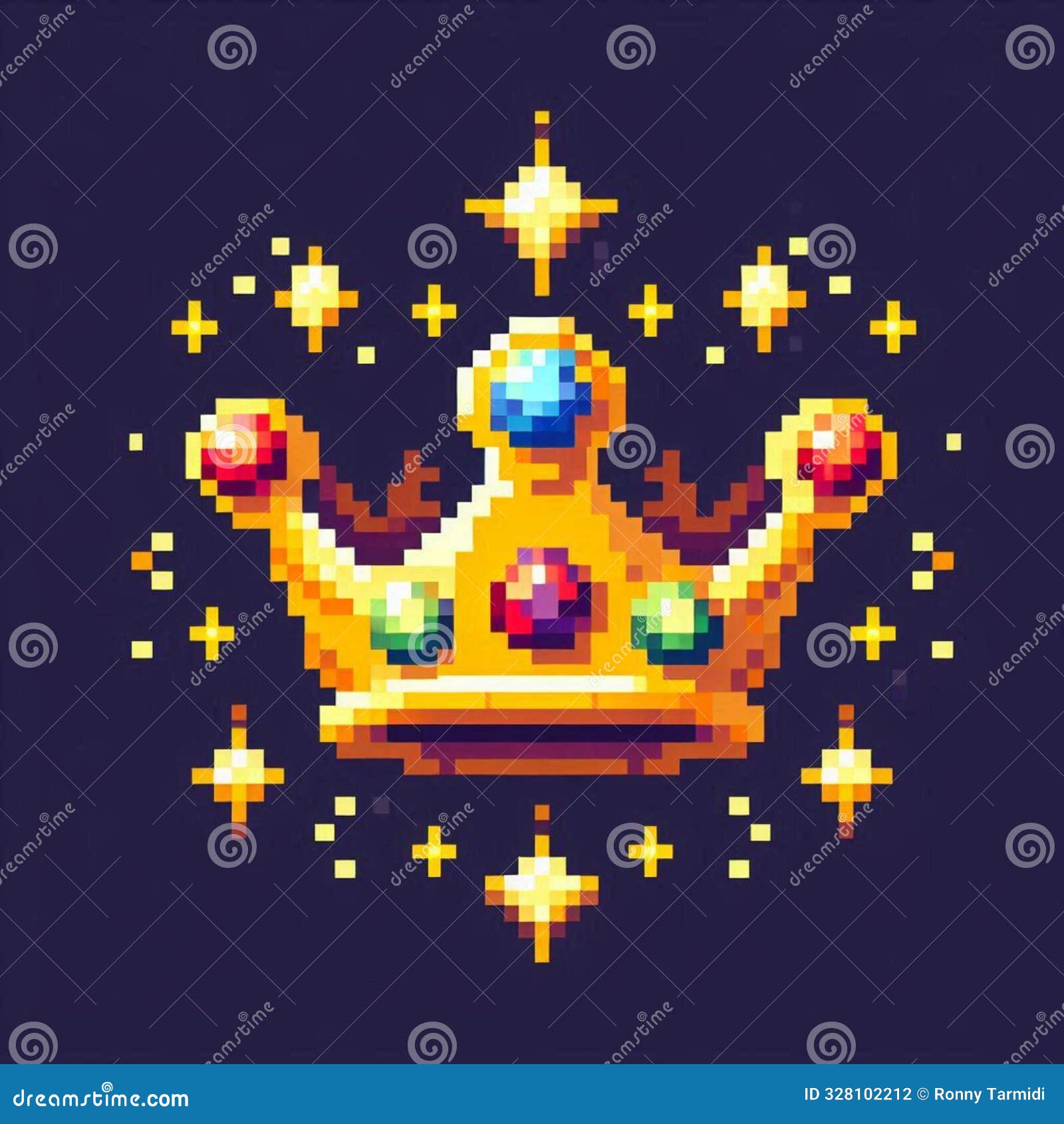 Royal Crown Image with Black Background Pixel Art Illustration Stock ...