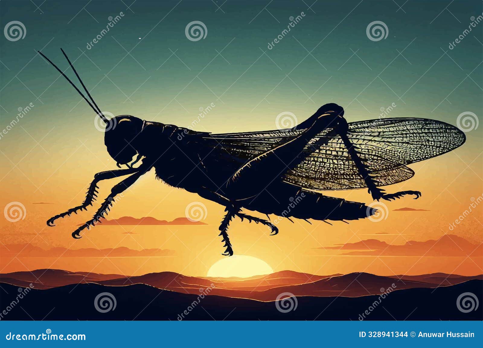 Grasshopper vector art stock illustration. Illustration of painting ...