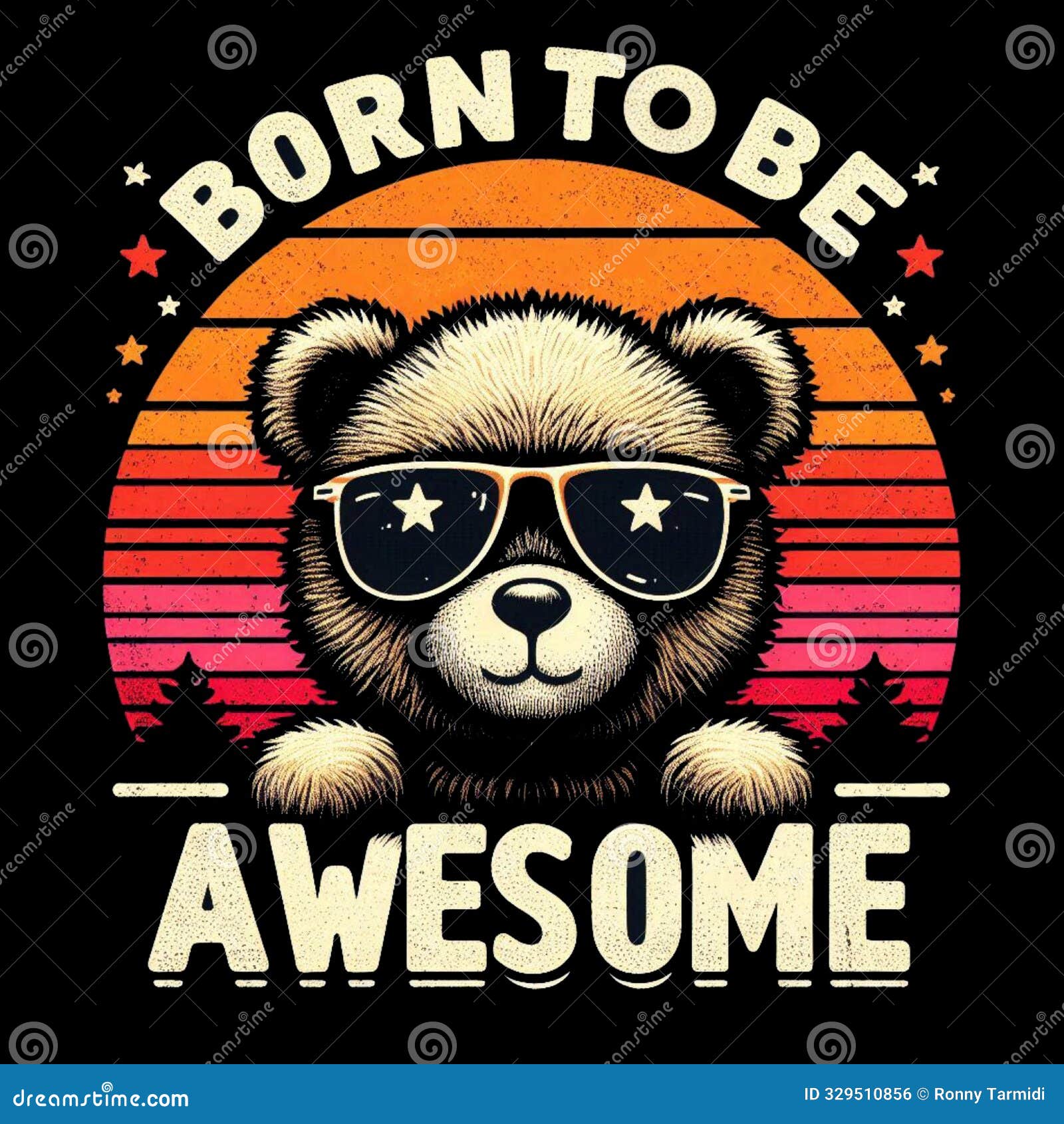 Glasses Bear Logo Design with the Words Born To Be Awesome Stock ...