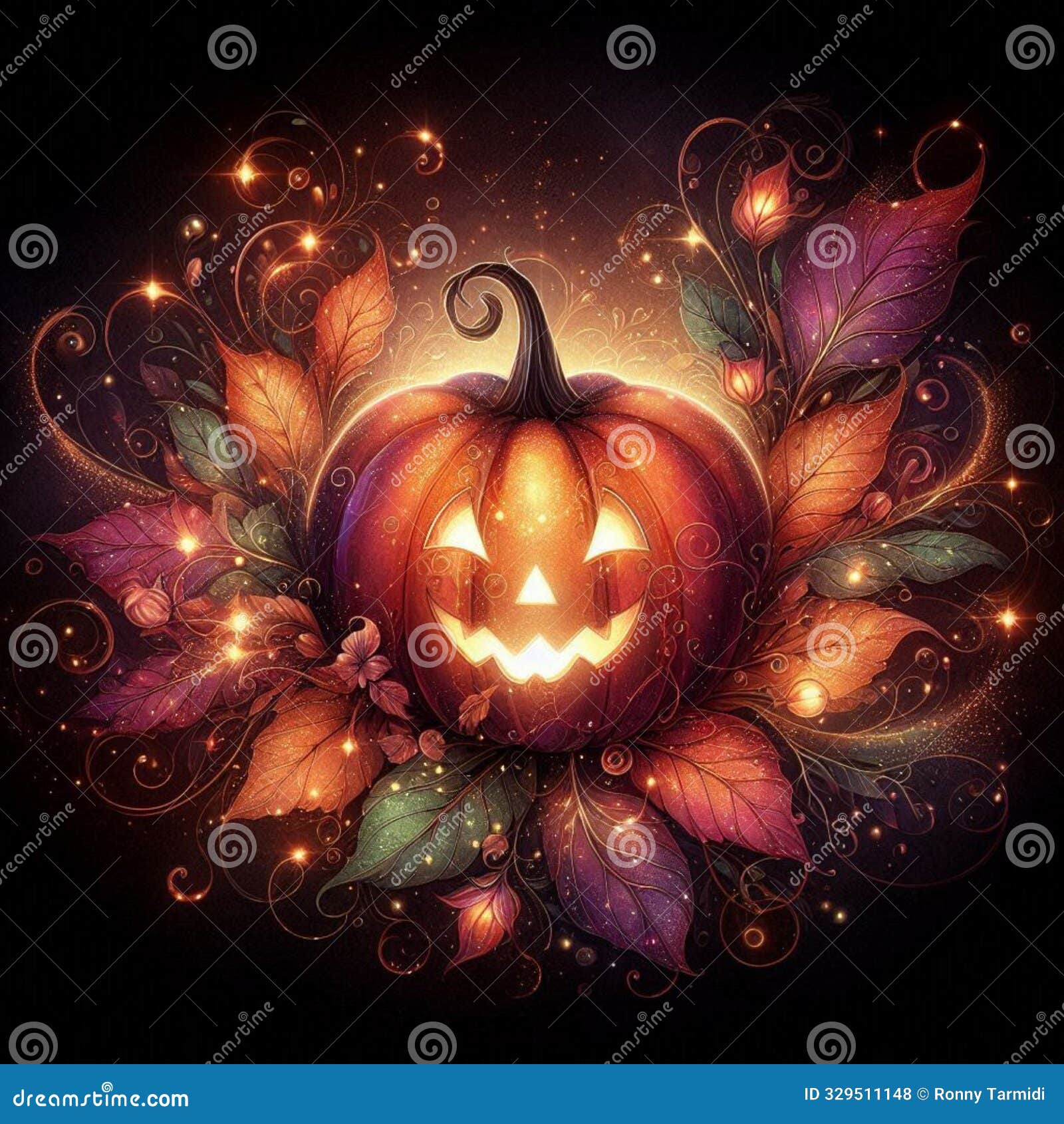 Halloween Pumpkin Poster Image with Black Begron Fantasy Theme Stock ...