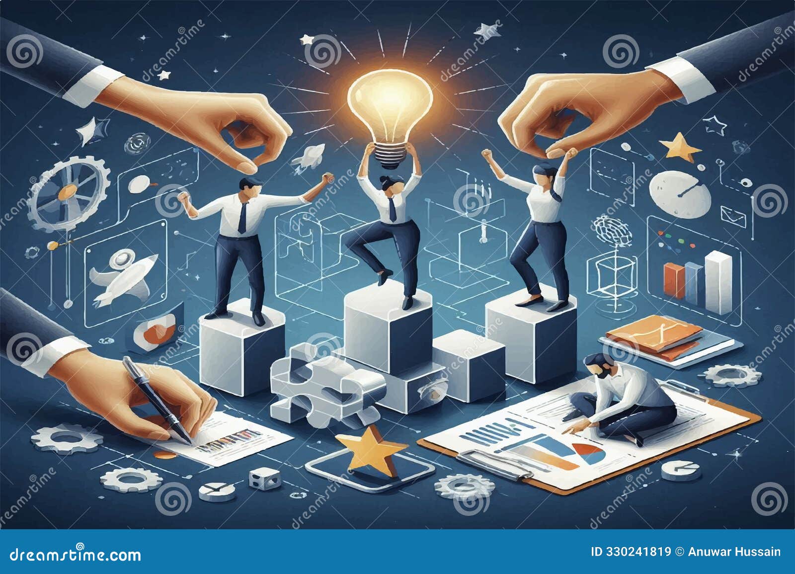 Teamwork Successful Together Concept Stock Illustration - Illustration ...