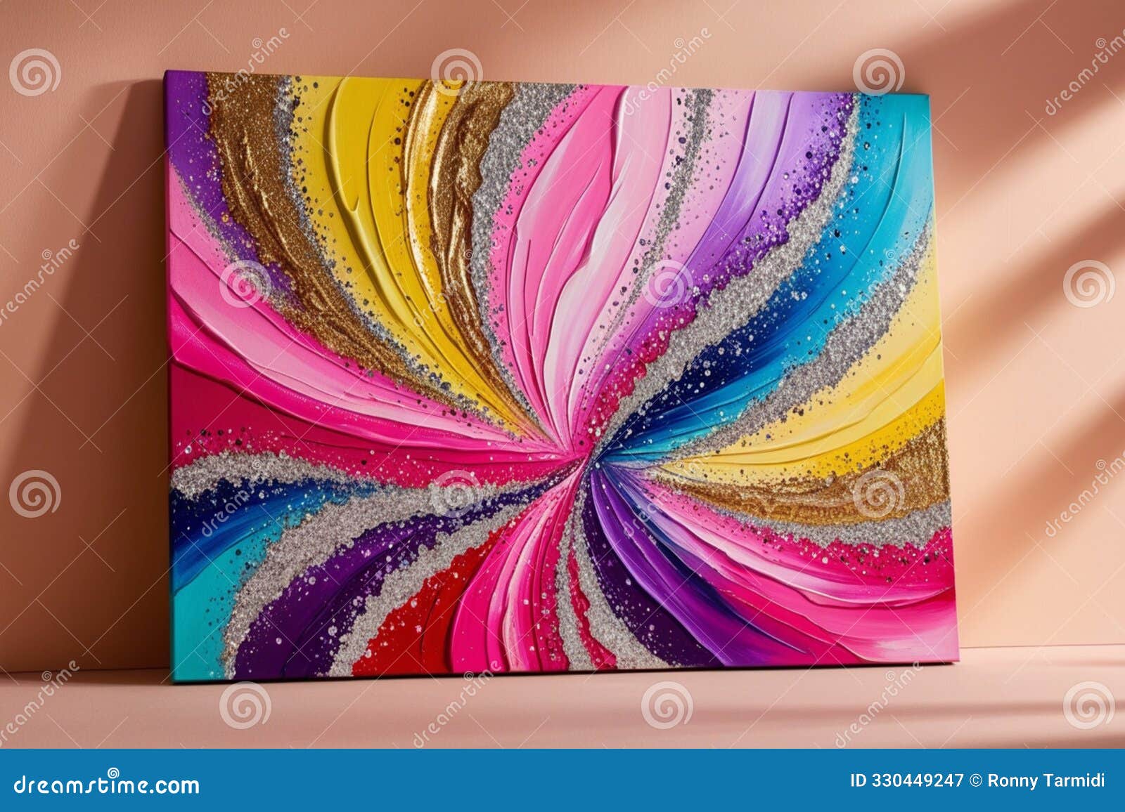 Colorful Watercolor Design with Golden Sprinkles Stock Illustration ...