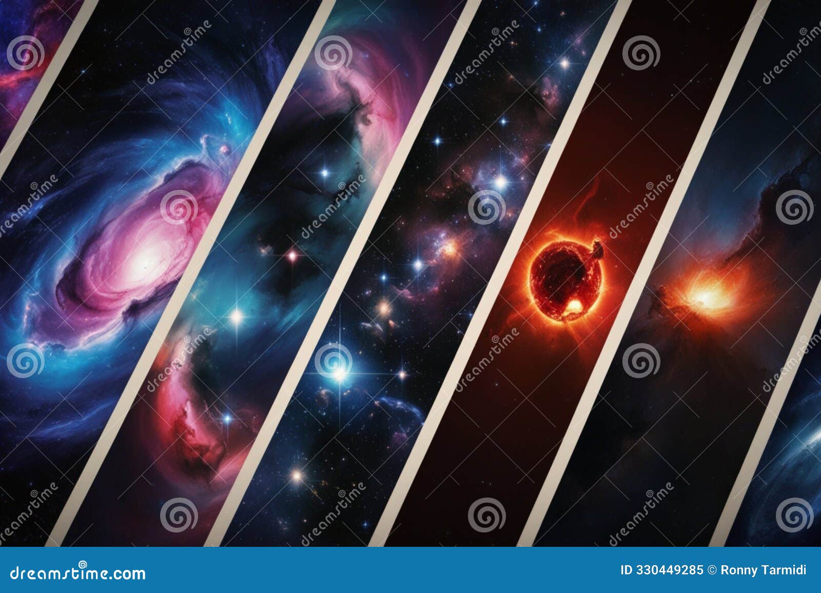 Basic a Series of Images of Space with a Red and Blue One in the Middle ...