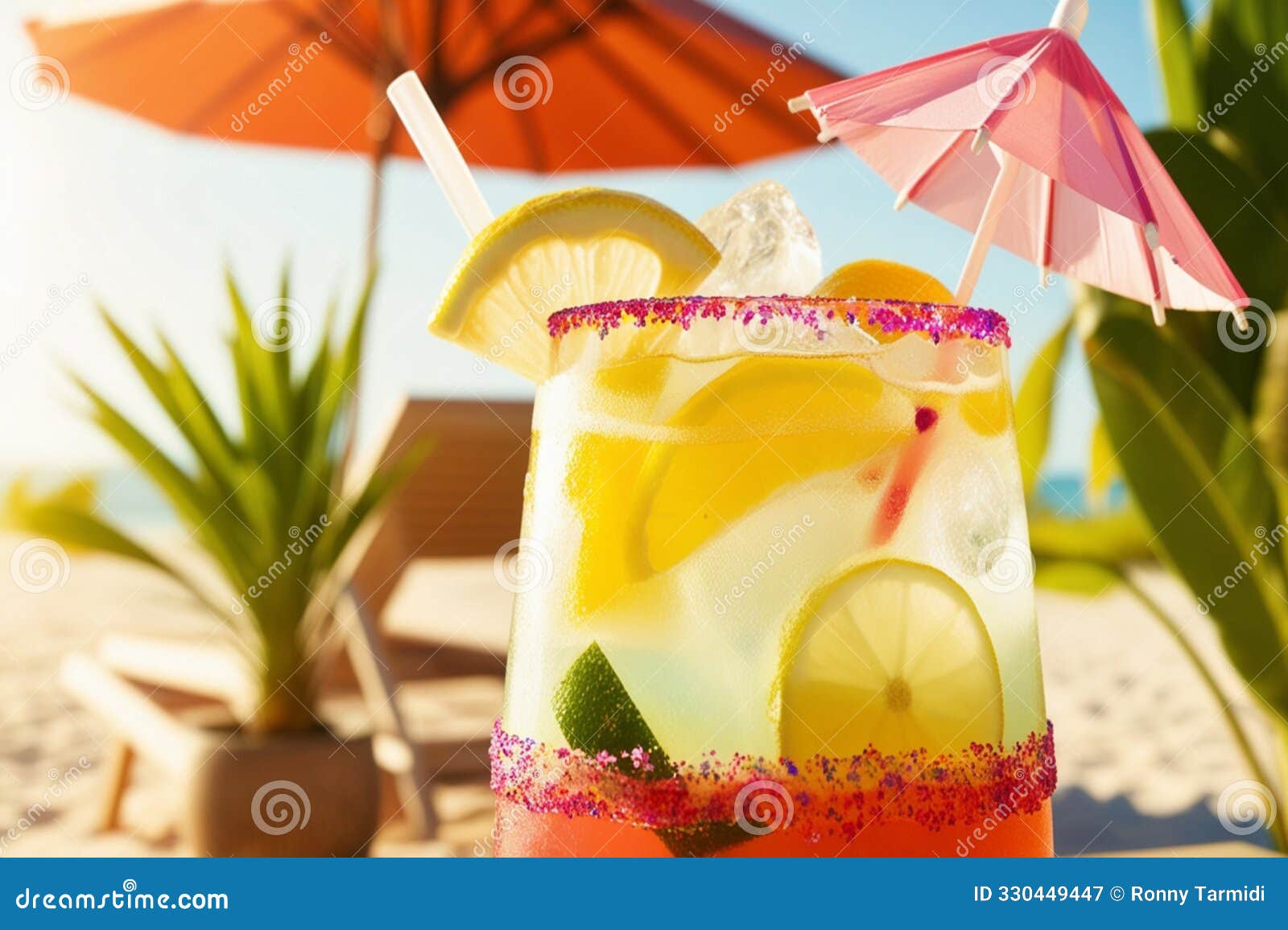 A Glass of Sparkling Water Lemon Drink with a Lime Slice and Red Rim ...
