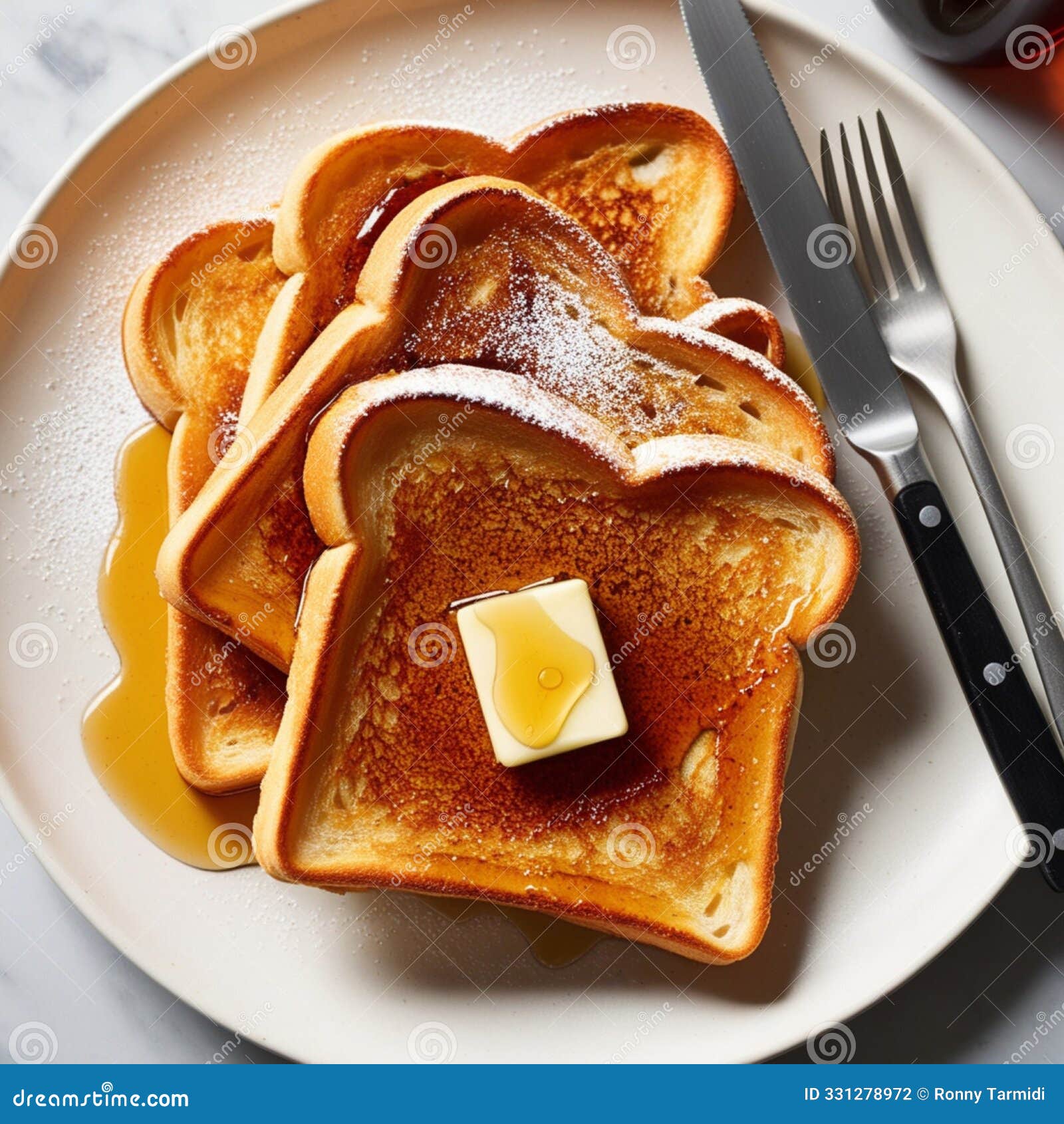 A Plate of Toast with Butter and Butter on it Stock Photo - Image of ...