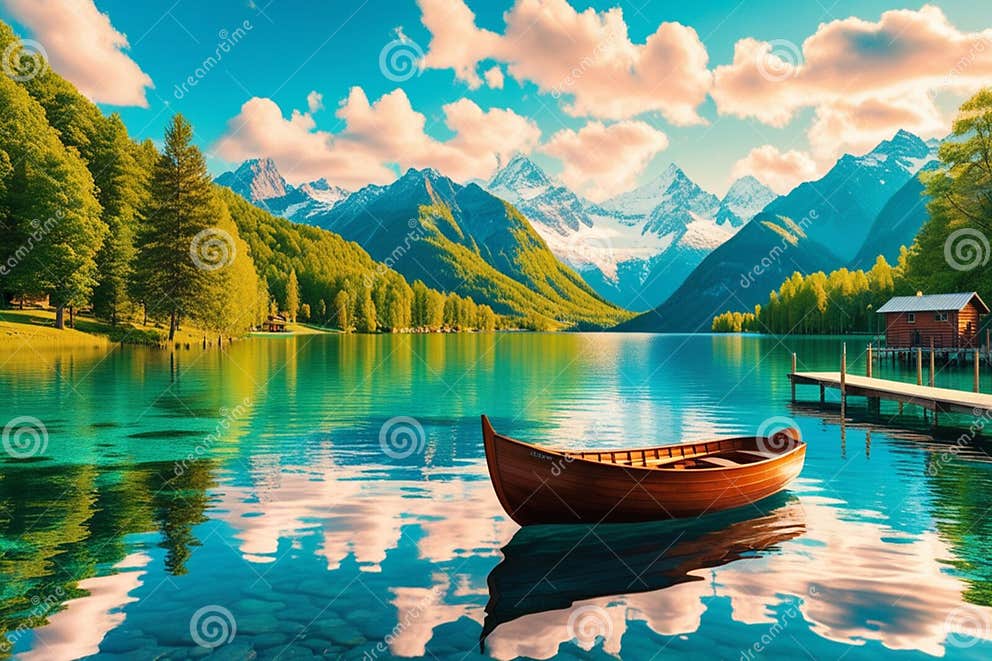 Beautiful View of Wooden Boats with Amazing Natural Begron Stock Photo ...