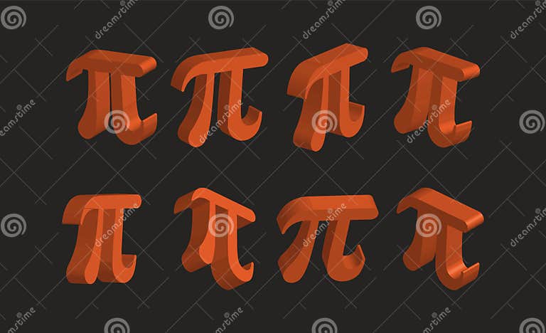 Se of 3D Pi Symbols, Design Elements. 3D Pi Symbols Set Vector Stock ...