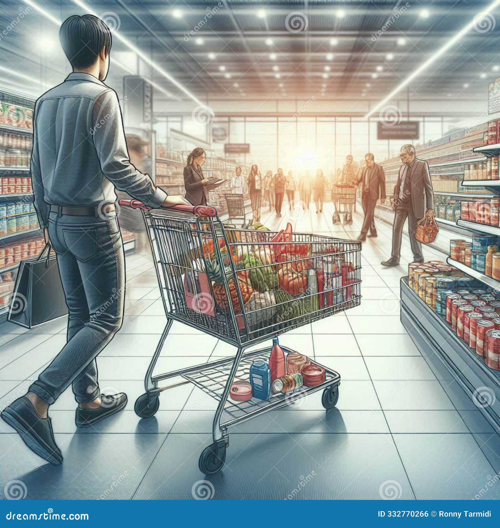 Poster Design of a Man Who Shops a Lot. Stock Illustration ...